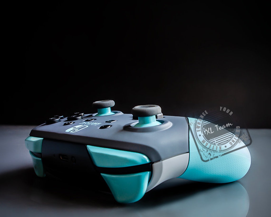 Custom Gray and Cyan Aqua Blue Nintendo Switch Pro Controller - Etsy