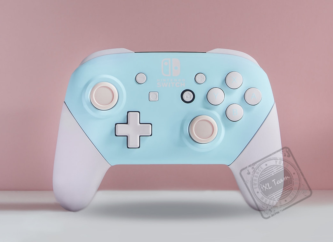 Custom Baby Pastel Blue and Pink Nintendo Switch Pro - Etsy