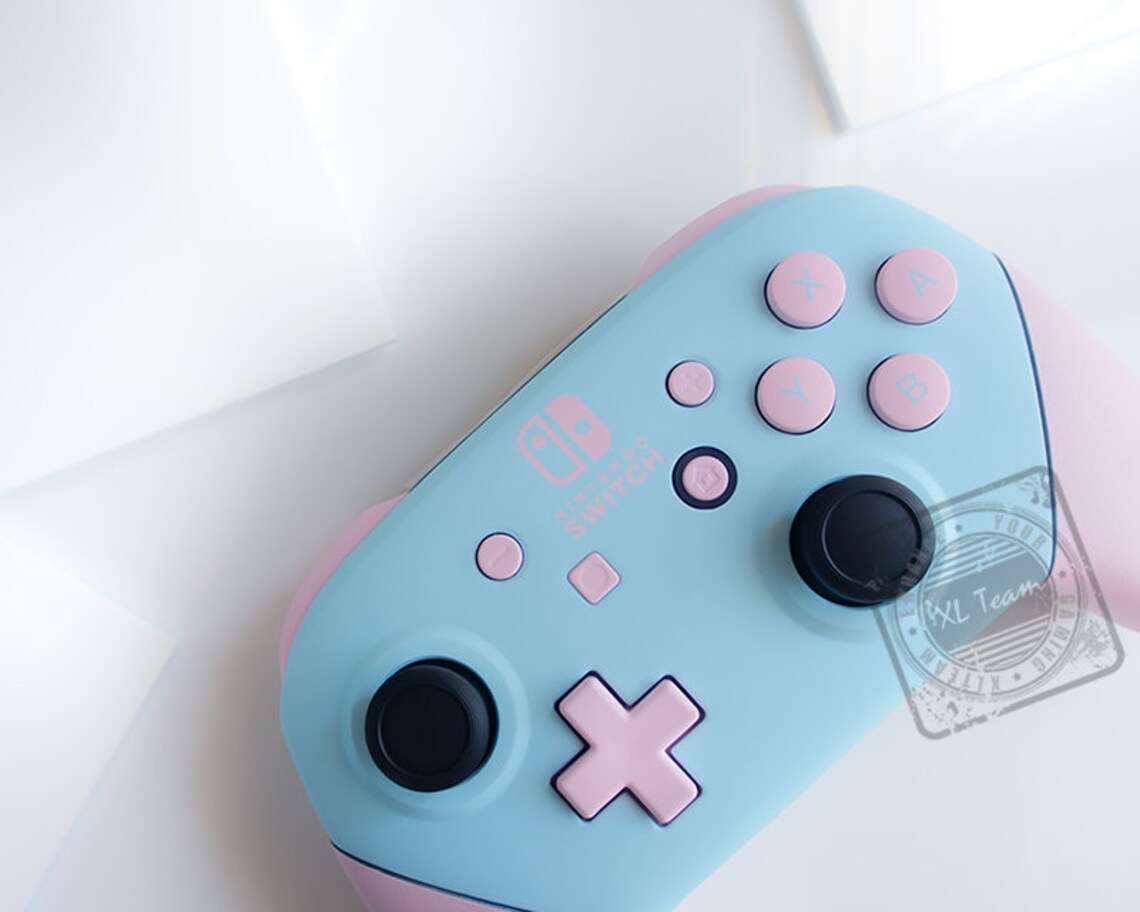 Custom Baby Pastel Blue and Pink Nintendo Switch Pro | Etsy
