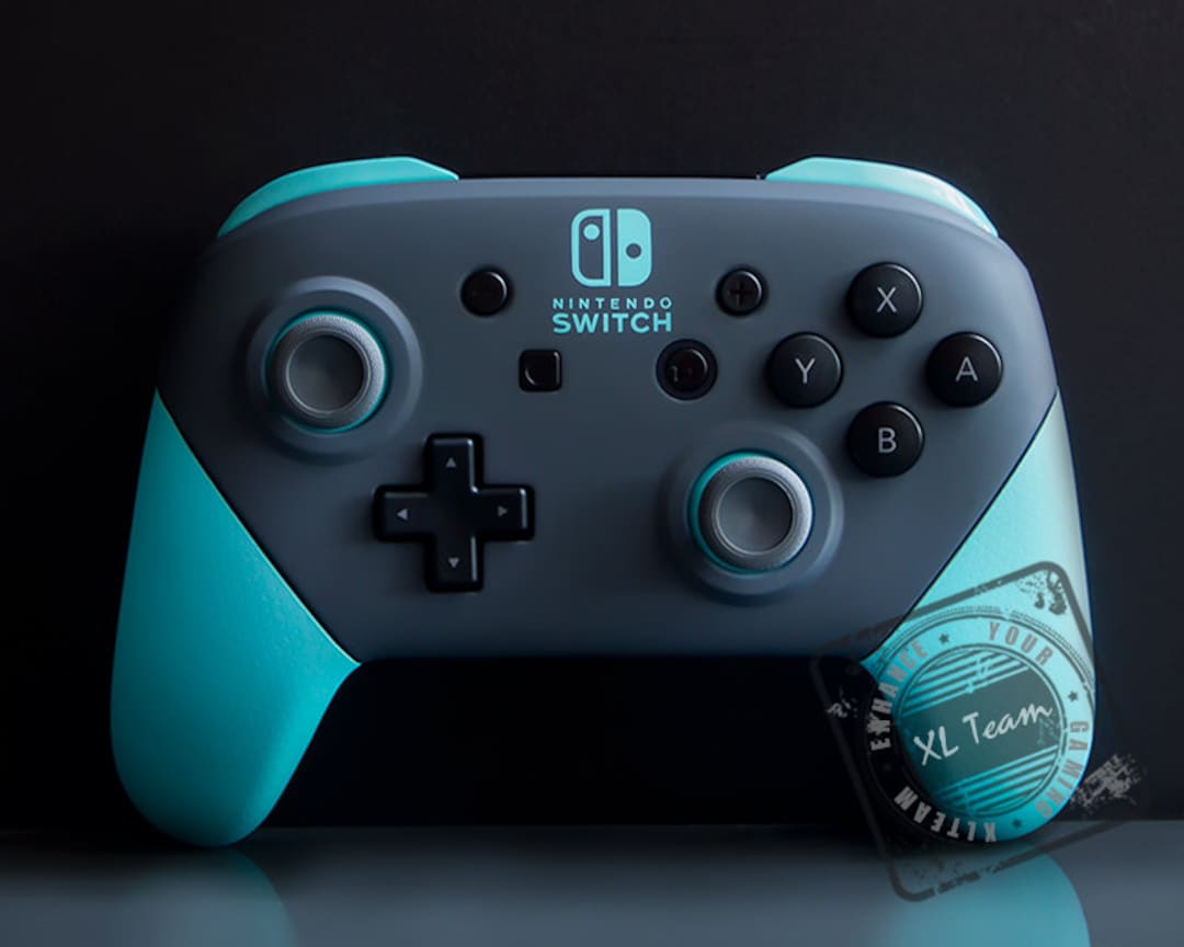 Custom Gray and Cyan Aqua Blue Nintendo Switch Pro Controller - Etsy