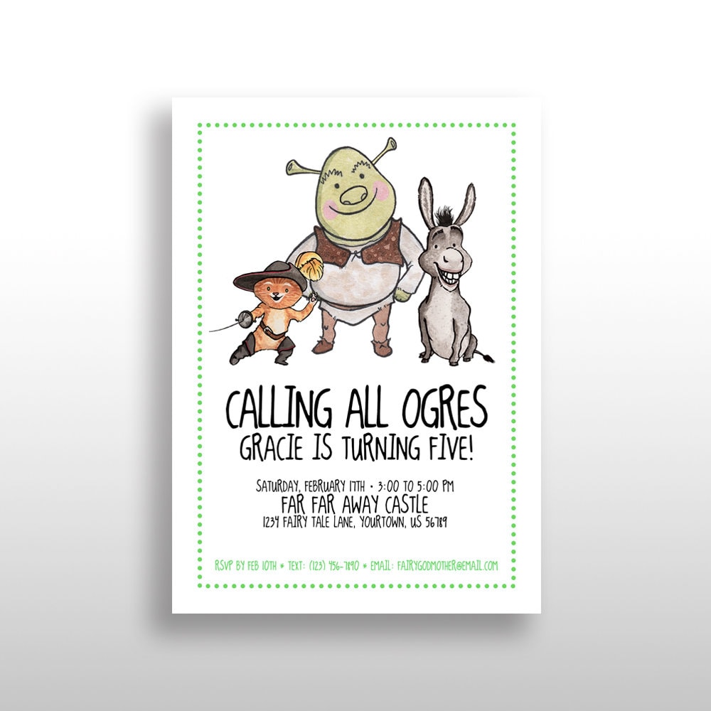EDITABLE PRINTABLE Shrek Birthday Party Invitations Shrek - Etsy