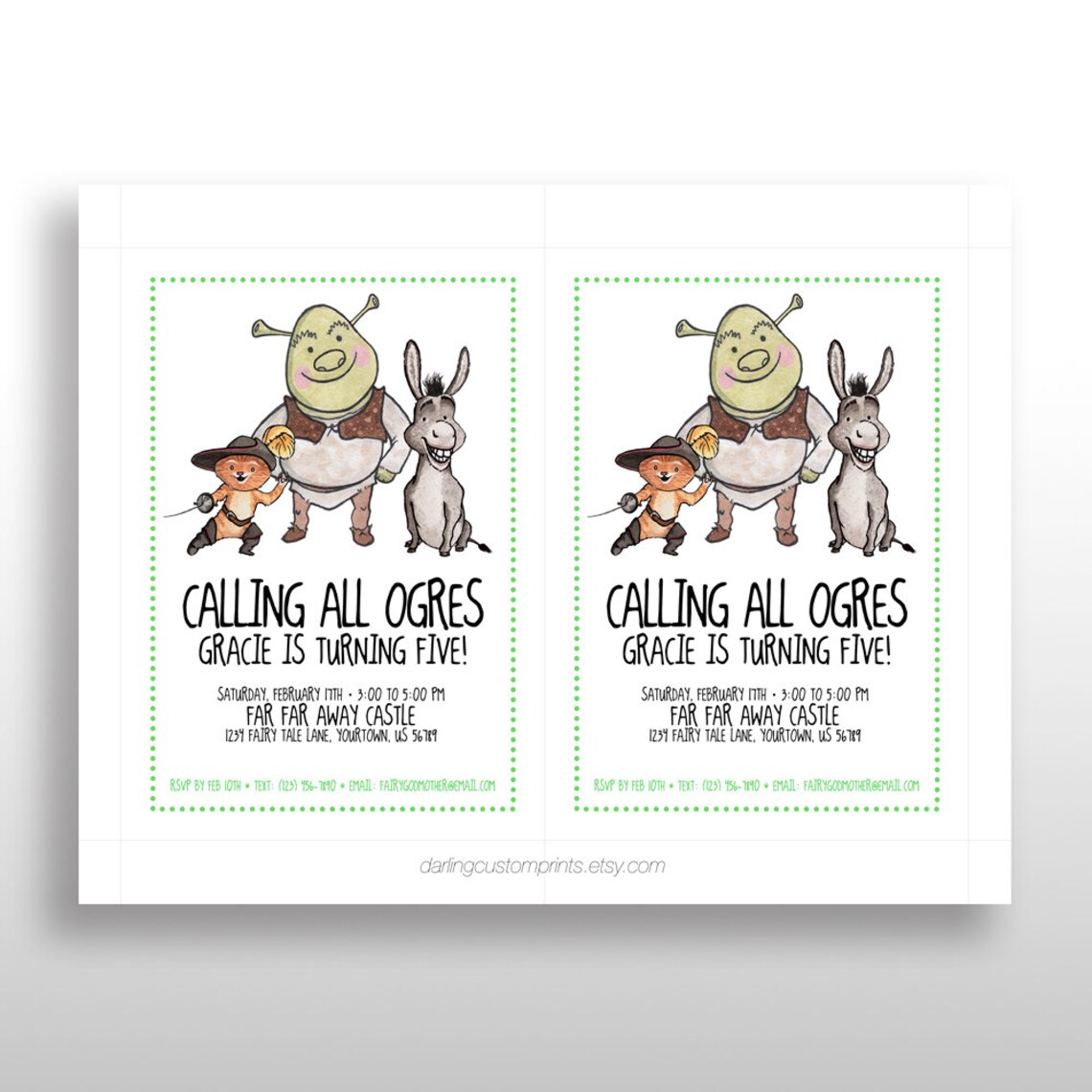 EDITABLE PRINTABLE Shrek Birthday Party Invitations Shrek - Etsy