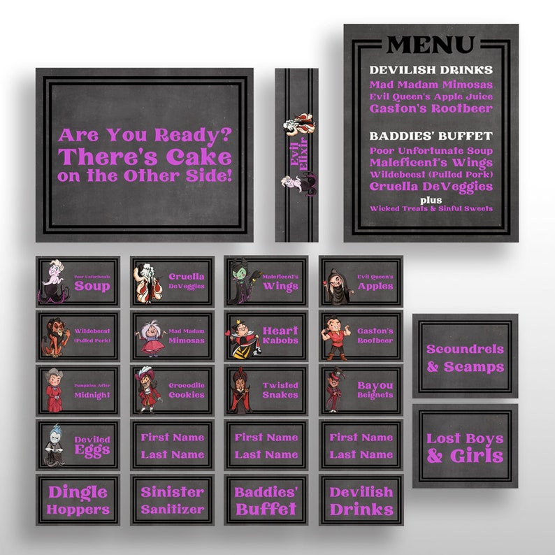 EDITABLE PRINTABLE Disney Villains Halloween Birthday Party - Etsy