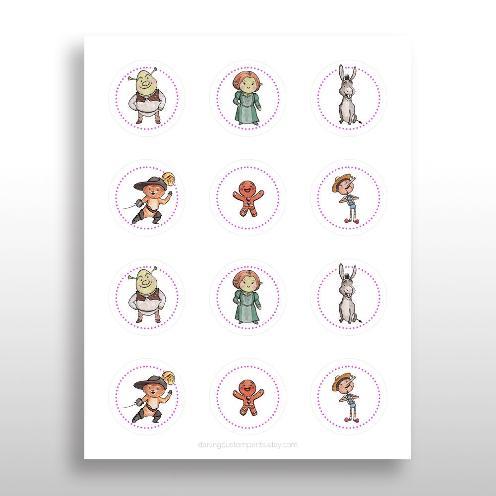 INSTANT DOWNLOAD Shrek Cupcake Toppers or 2 Round - Etsy