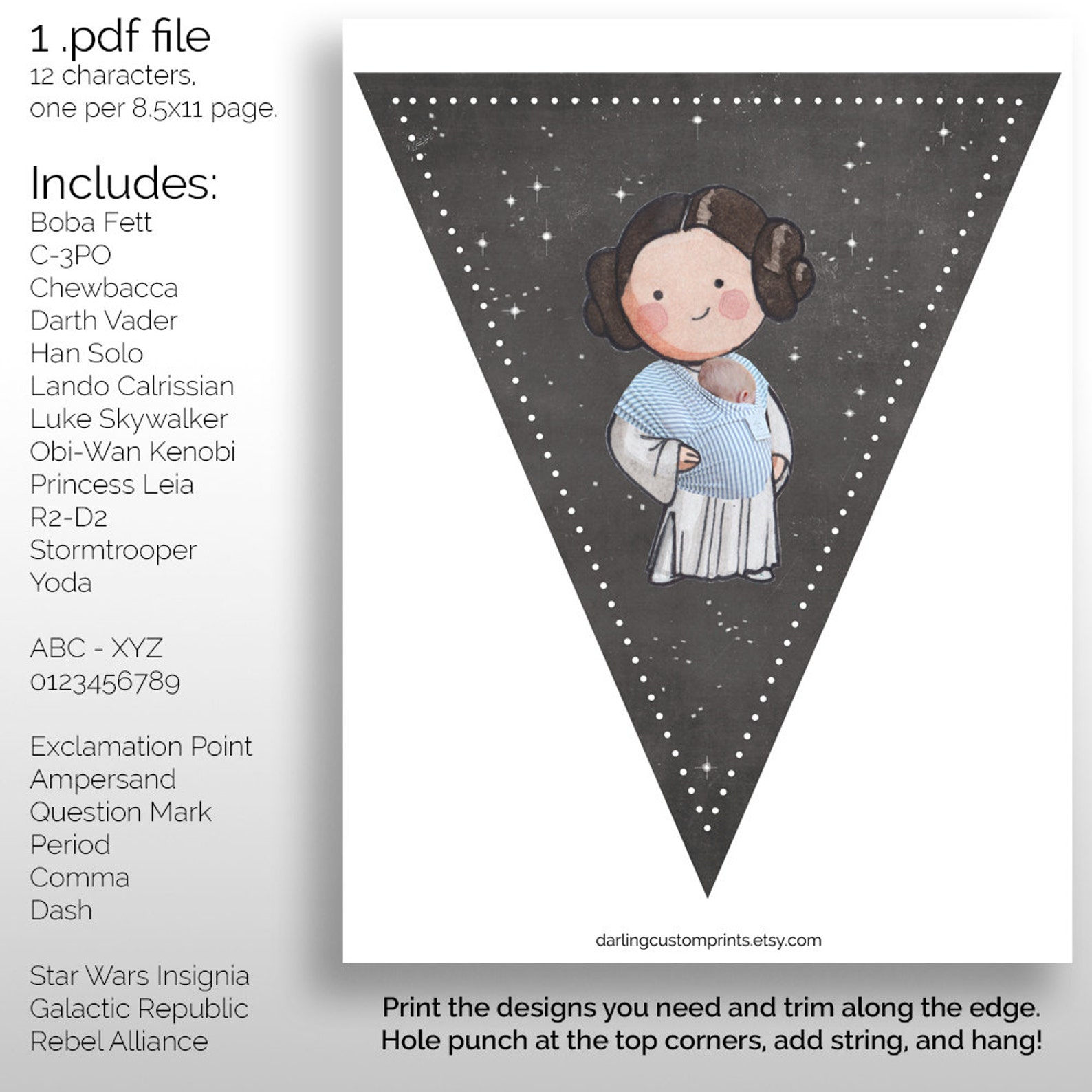 INSTANT DOWNLOAD Star Wars Baby Shower Pennant Banner - Etsy
