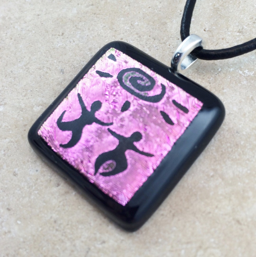 Goddess Necklace, Pink Dichroic, Dichroic Pendant, Fused Glass Jewelry ...
