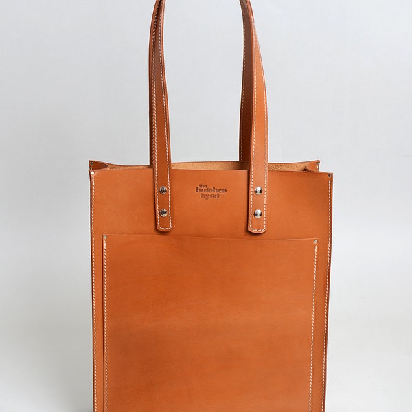 Tan Leather Tote Bag - Etsy