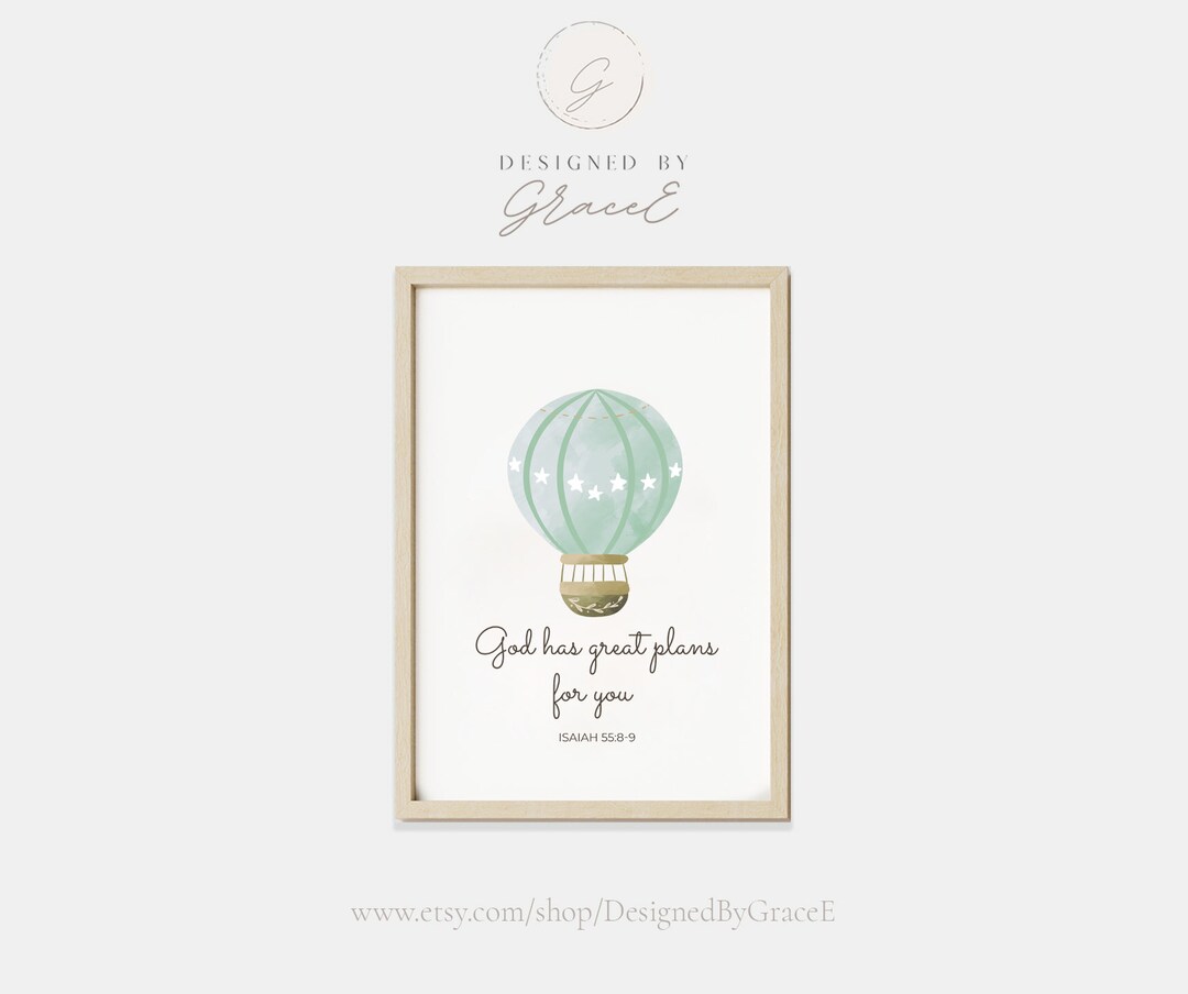 God Has Great Plans for You, Hot Air Balloon, Boho Watercolor Nursery ...