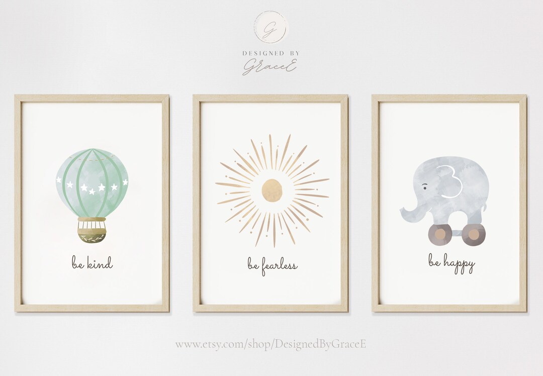 Boho Watercolor Nursery Prints, Set of 3, Gender Neutral, Nursery Decor ...