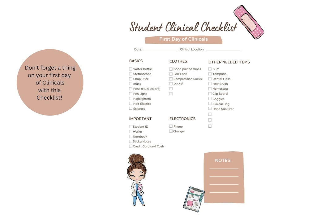 First Year Student Nurse Clinical Checklist, Student Clinical Checklist ...