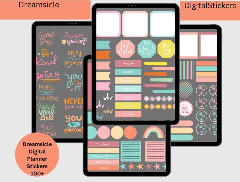 Digital Goodnote Planner Stickers, 100 + Digital Sticker Set, Warm ...