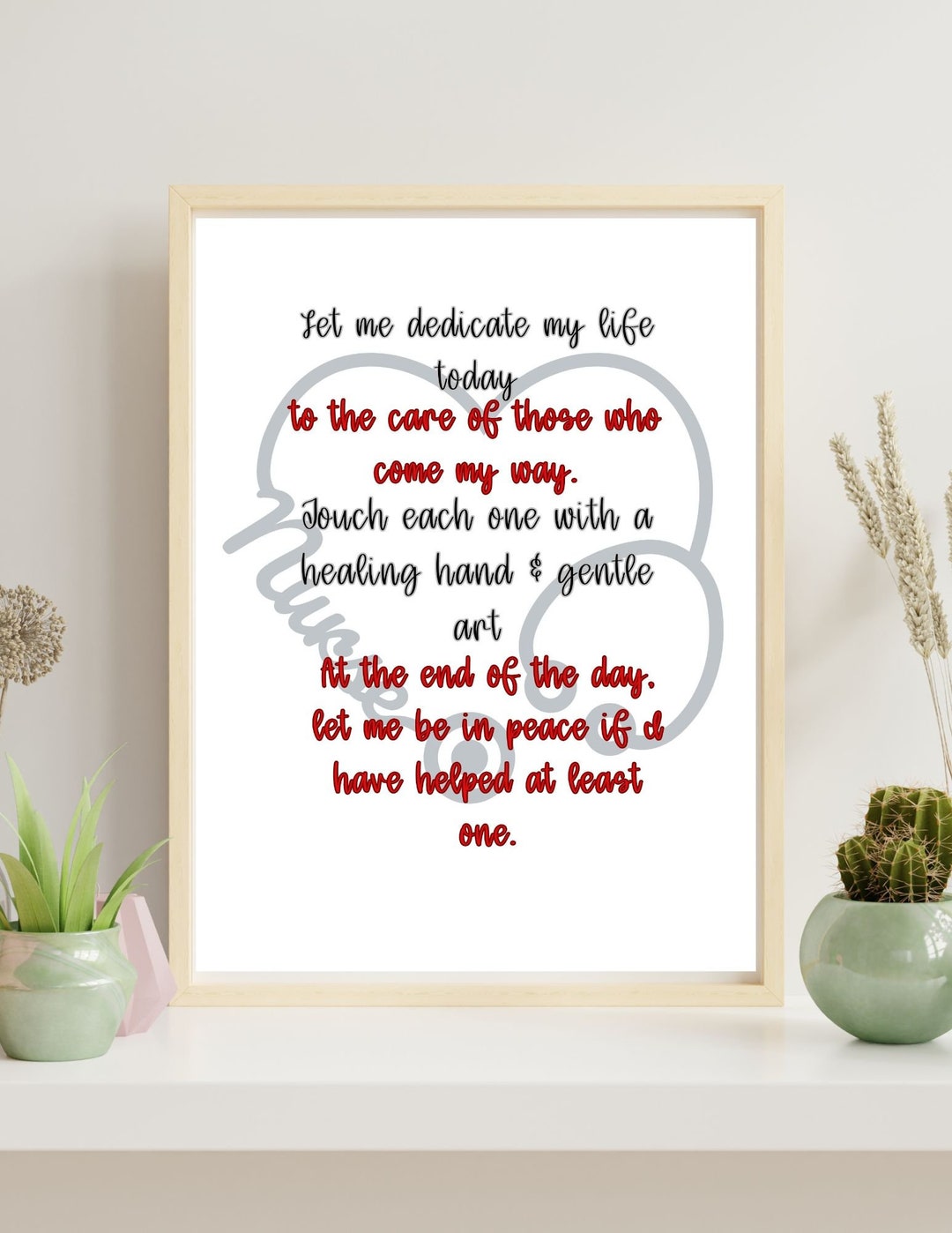 Nurse Dedication Art, Nursing Wall Art, Office Wall Art, Nursing Career ...