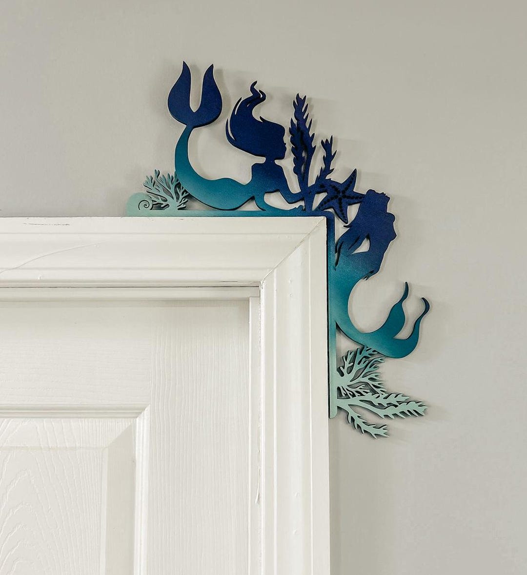 Two Mermaids Door Decor, Door Corner, Trim Sitter, Window Sitter, Beach ...