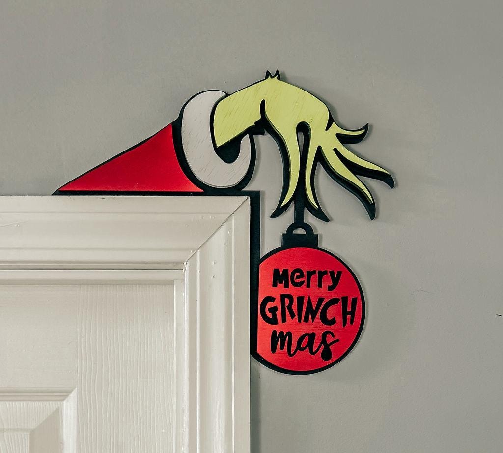 Merry Grinchmas, Grinch Door Decor, Door Corner, Trim Sitter, Window ...