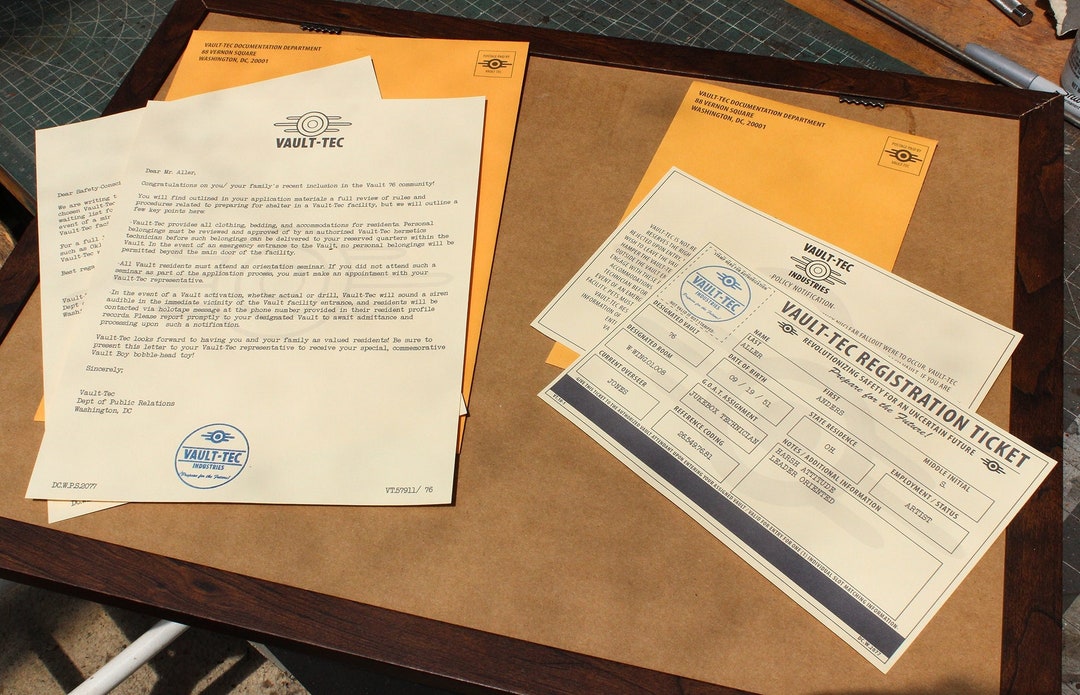 Vault-tec Customizable Registration Ticket and Letter Replicas - Etsy