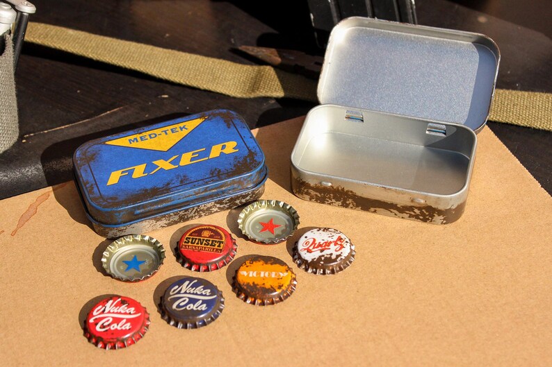Mentats / Fixer Metal Tin With Bottle Caps - Etsy
