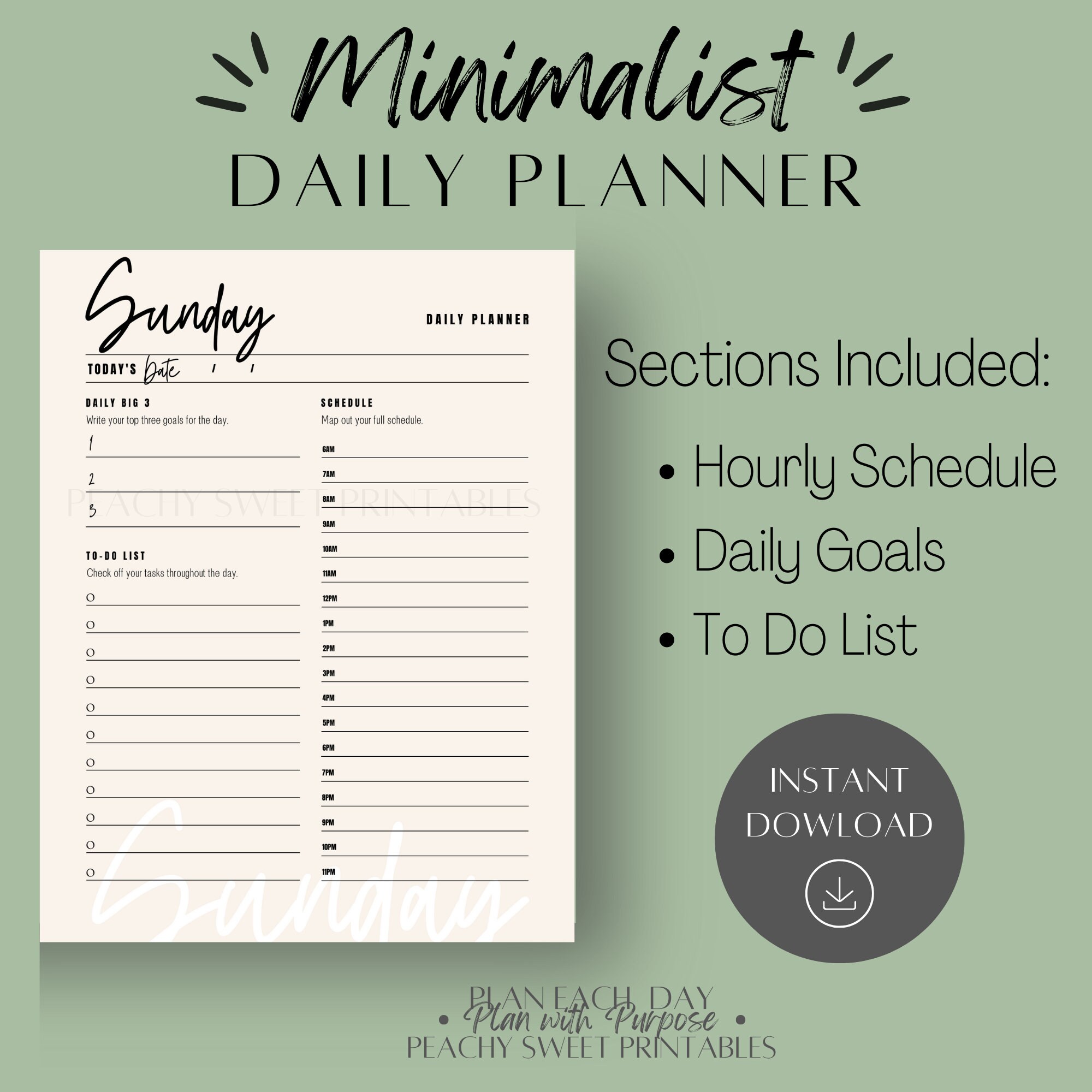 Printable Daily Planner, Personal Daily Planner, Daily to Do List ...