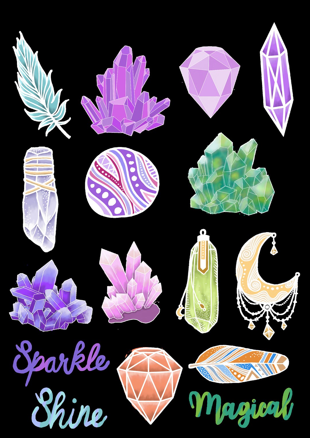 Magical, Gems, Crystals and Words, Digital, Download - Etsy