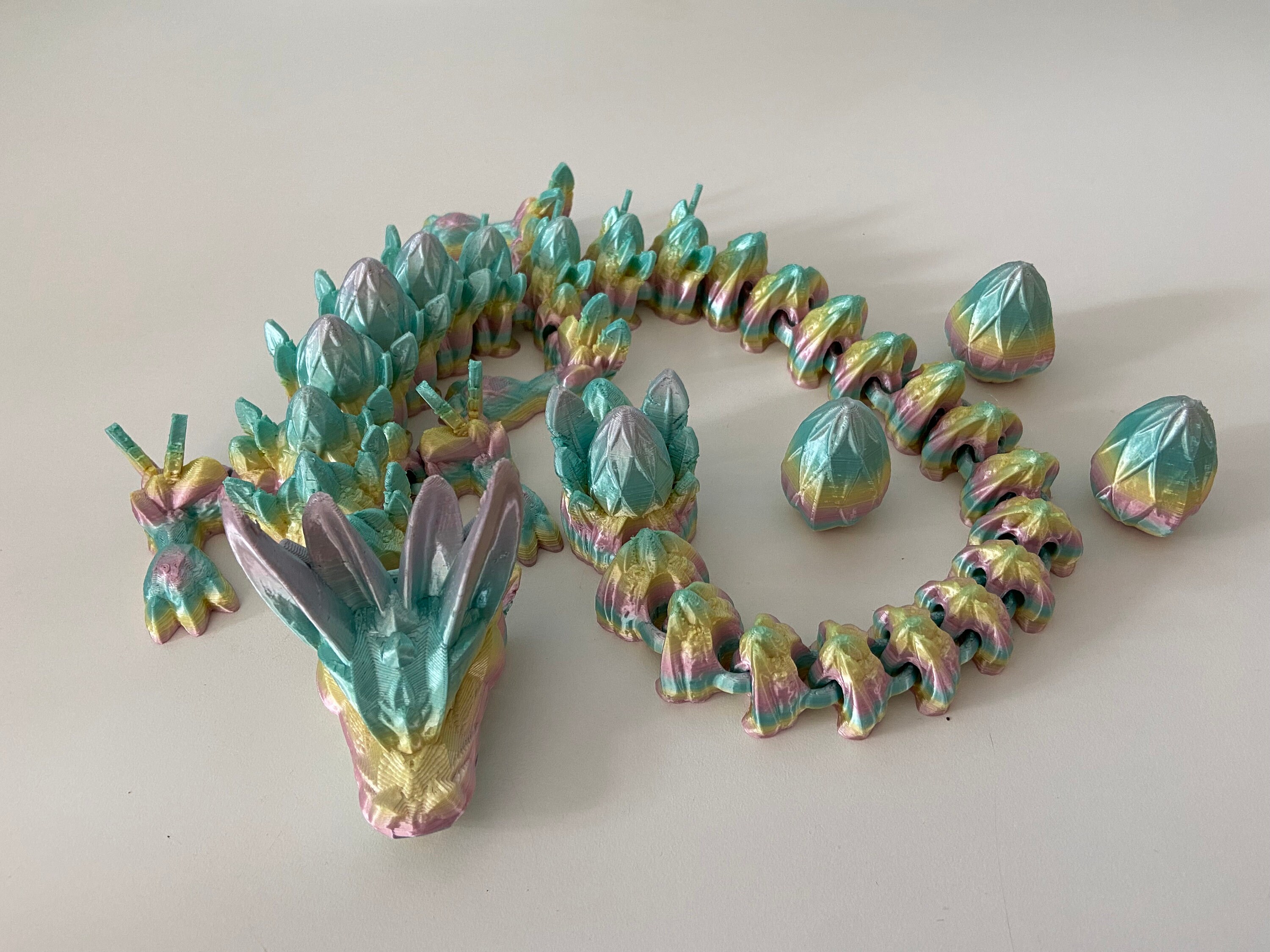3D PRINTED Articulating Dragon Easter Dragon With Easter - Etsy