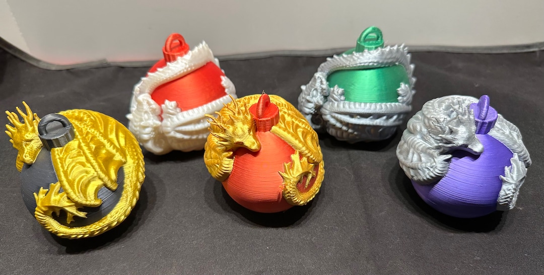 3D PRINTED - Beautiful Dragon Christmas Ornaments - Etsy