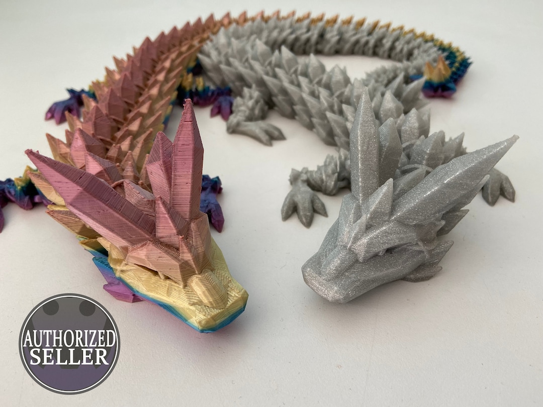 3D PRINTED - Articulating Crystal Dragon- Design by Cinderwing3d - Etsy