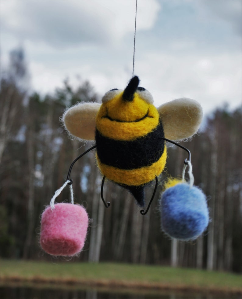Needle felted bee felted bee cute bee lovely bee home | Etsy