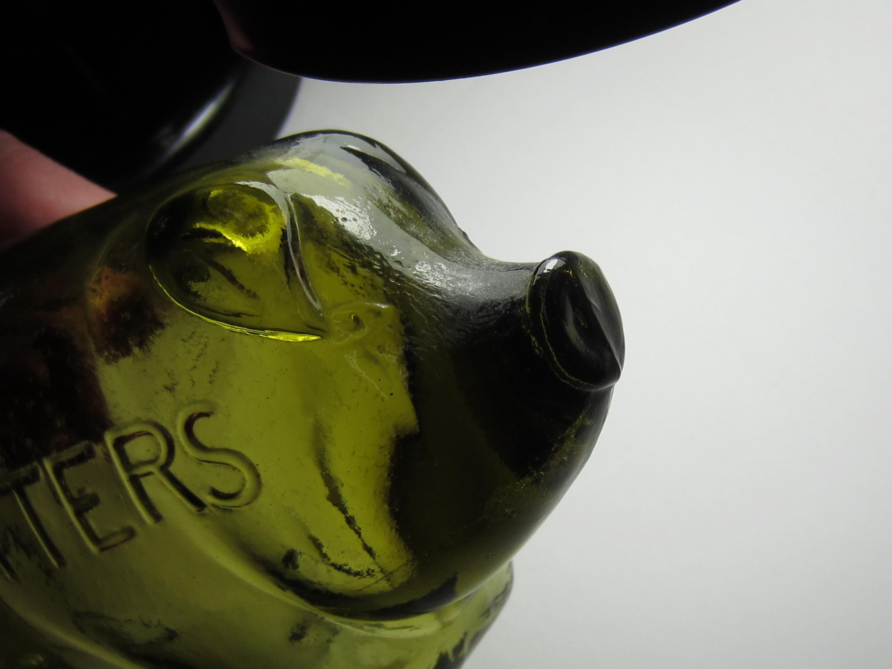 Antique Suffolk Bitters Pig Bottle: Yellow-green Figural Glass, 1890s ...