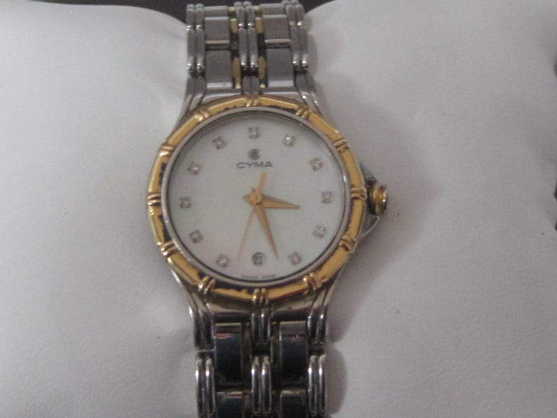 CYMA Swiss Ladies Watch: 18K Gold Bezel, MOP Dial, Two-tone - Etsy