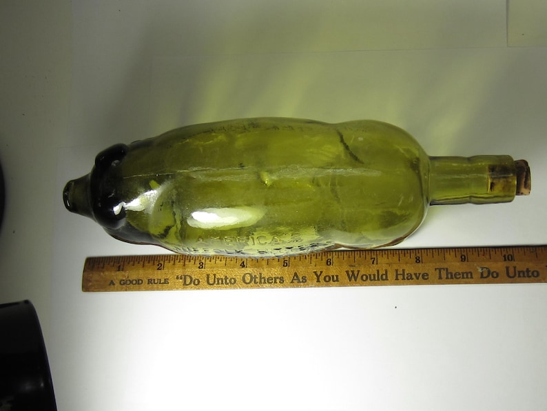 Antique Suffolk Bitters Pig Bottle: Yellow-green Figural Glass, 1890s ...