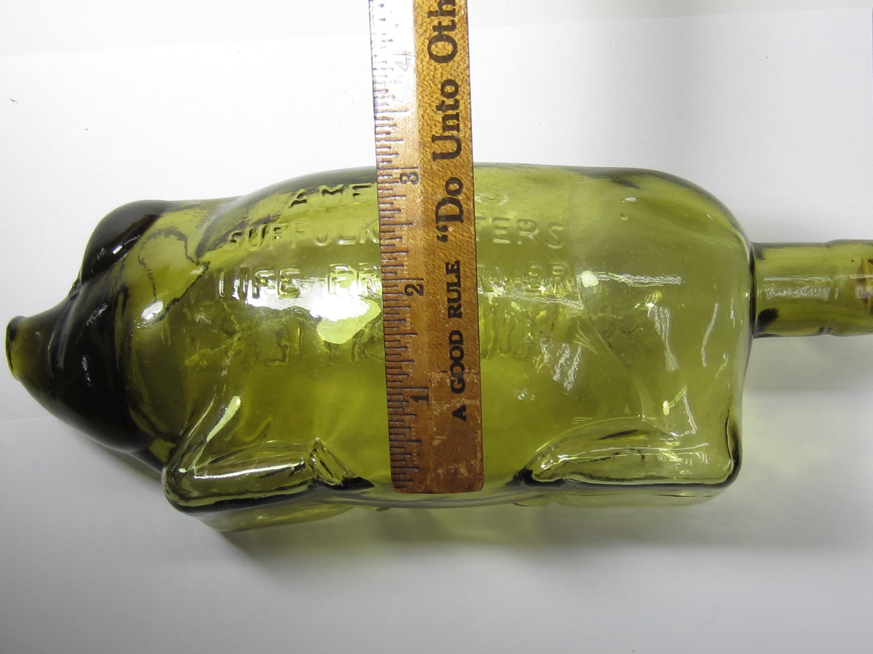 Antique Suffolk Bitters Pig Bottle: Yellow-green Figural Glass, 1890s ...