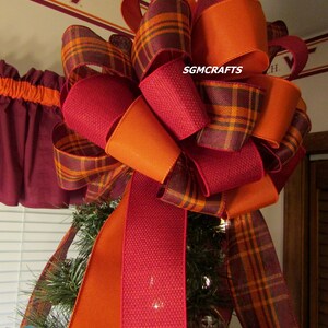 Virginia Tech Christmas Tree Topper Bow VT Hokies Bow VT Decor Orange ...