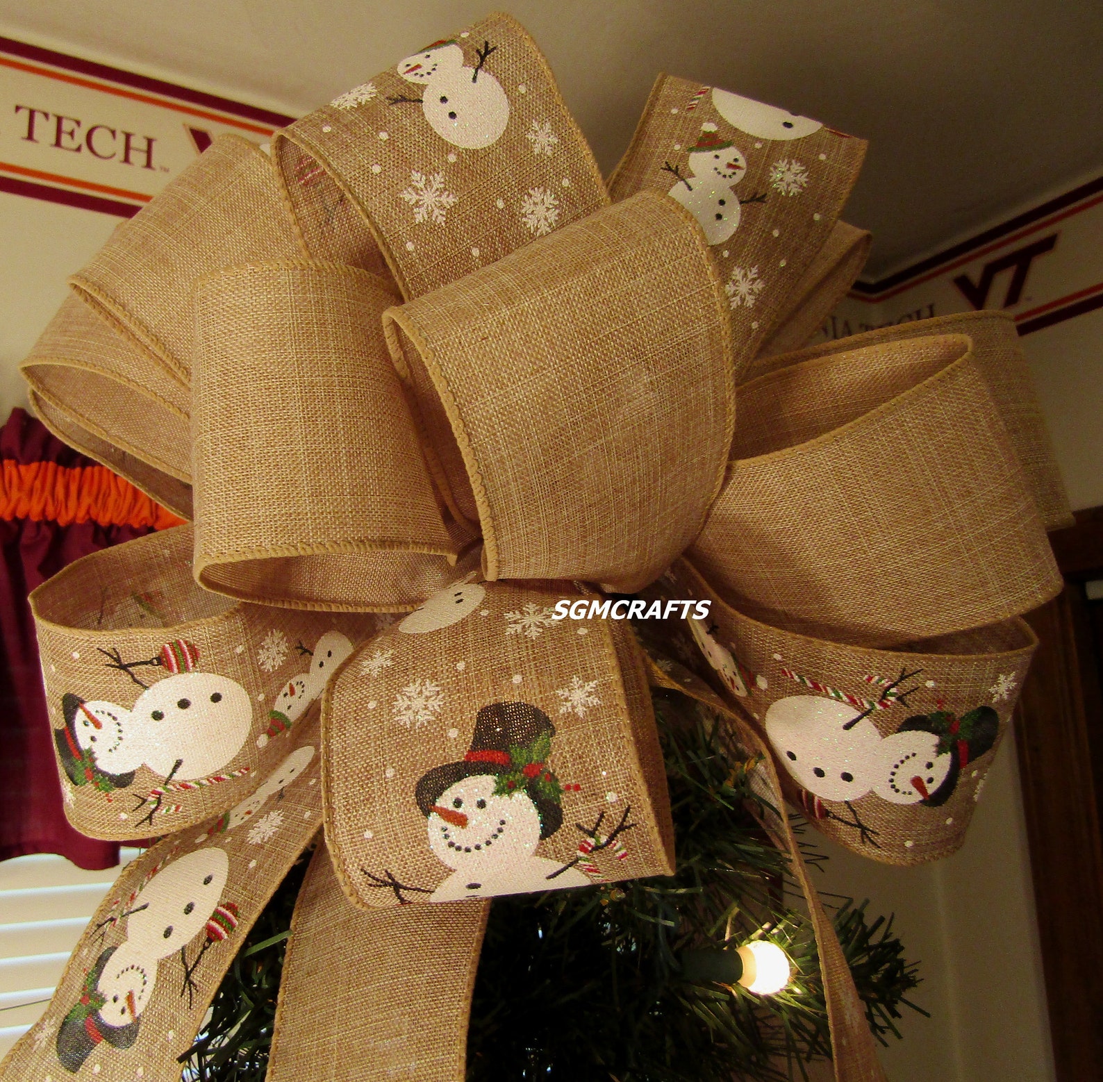 Rustic Snowman Christmas Tree Topper Bow Snowman Tree Topper | Etsy