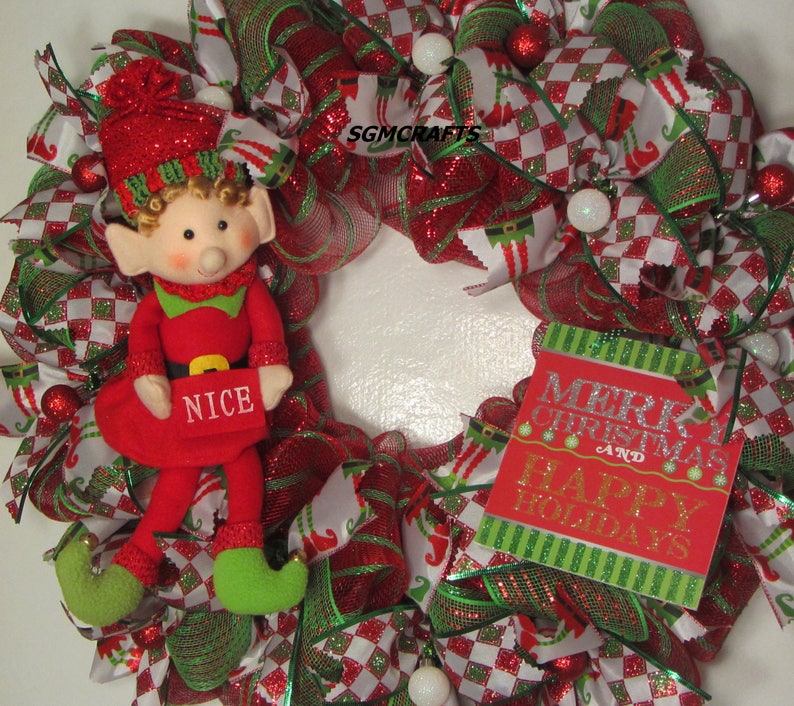 Christmas Elf Wreath Elf Christmas Wreath Christmas Wreath Nice Elf ...