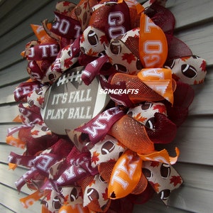 Fall Football Wreath Virginia Tech Hokies Deco Mesh Football - Etsy
