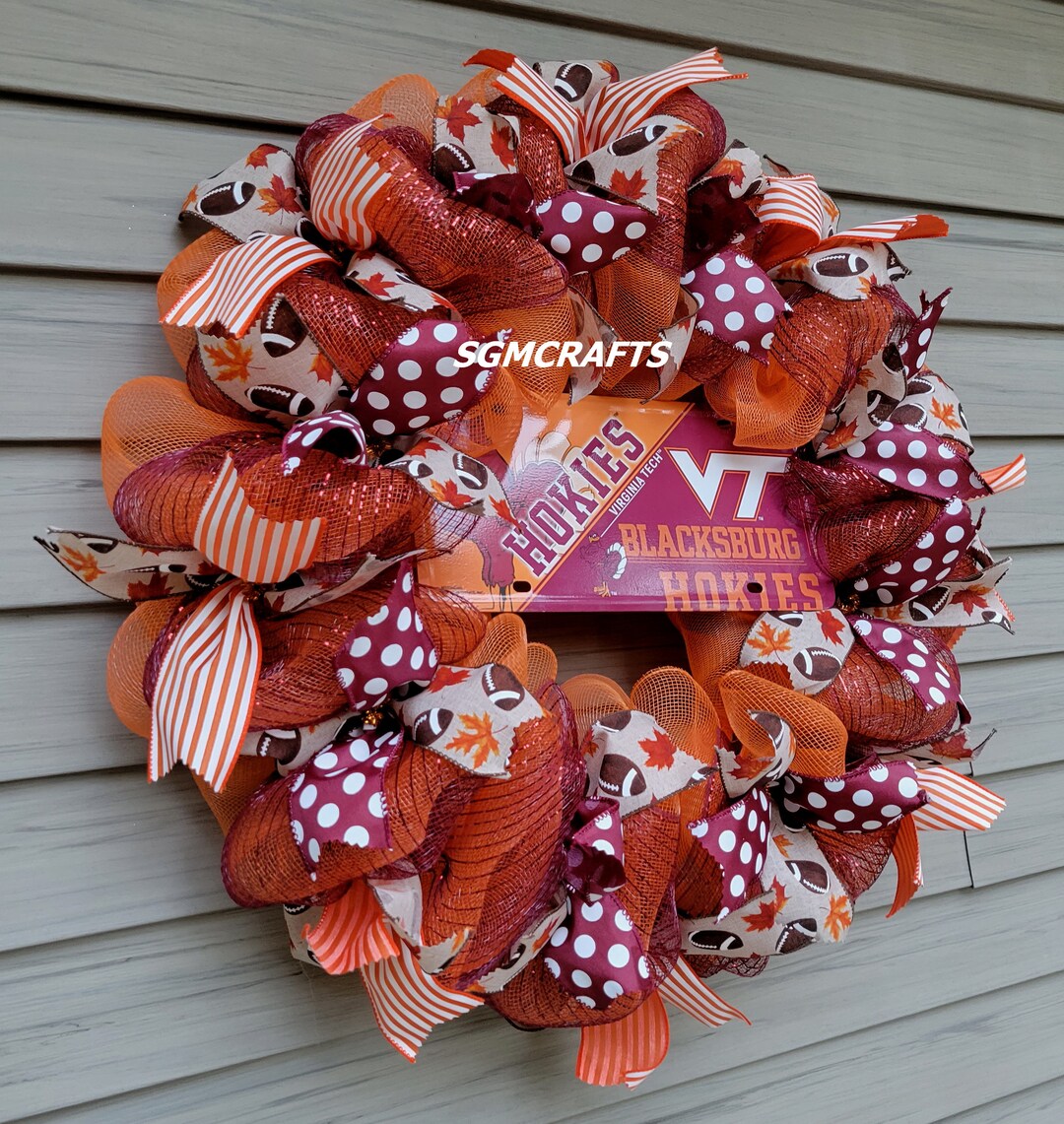 Virginia Tech Deco Mesh Wreath VT Wreath Virginia Tech Decor VT Decor ...