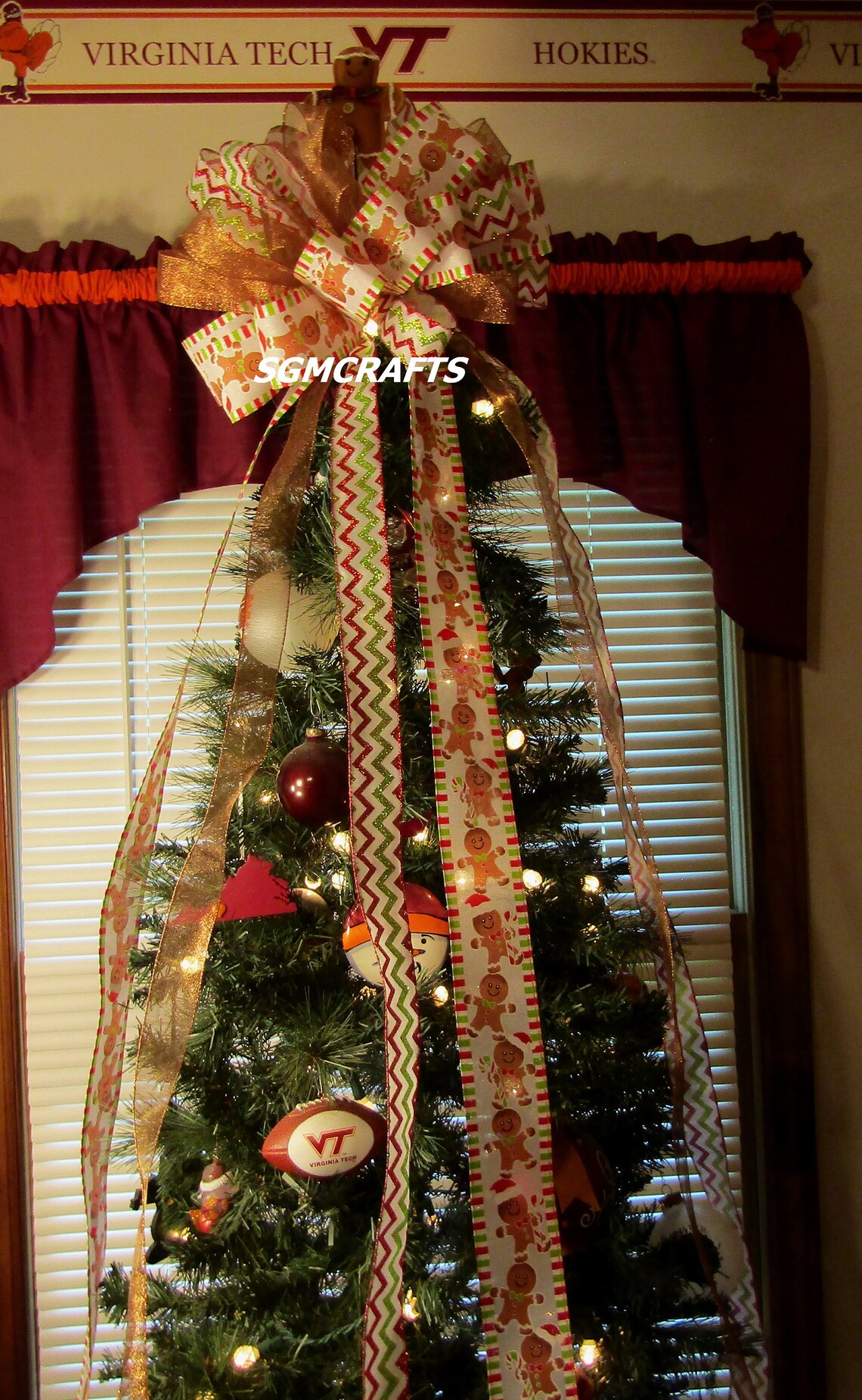 Gingerbread Man Tree Topper Bow Gingerbread Man Christmas Tree - Etsy