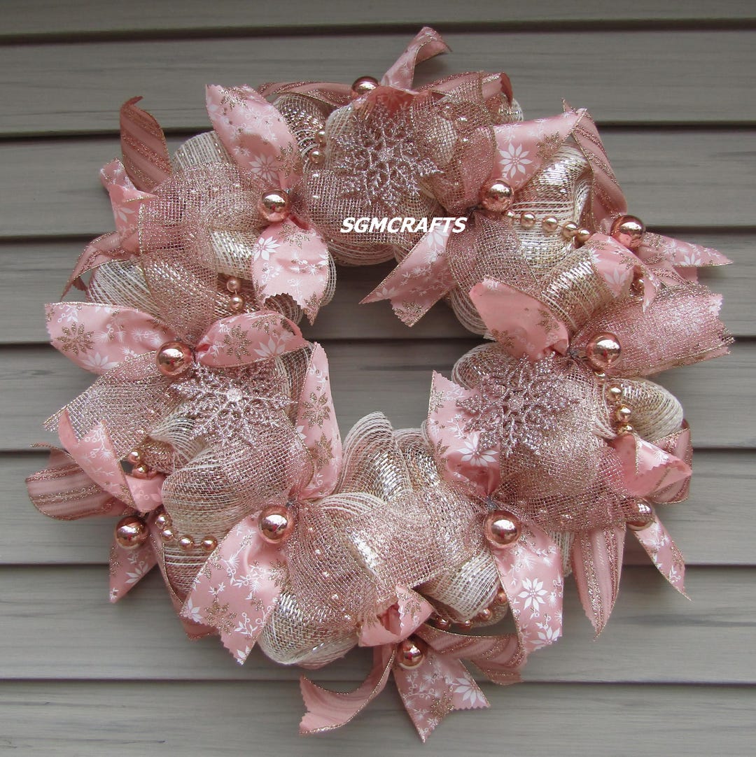 Victorian Christmas Wreath Blush Pink Champagne Christmas Wreath Pink ...