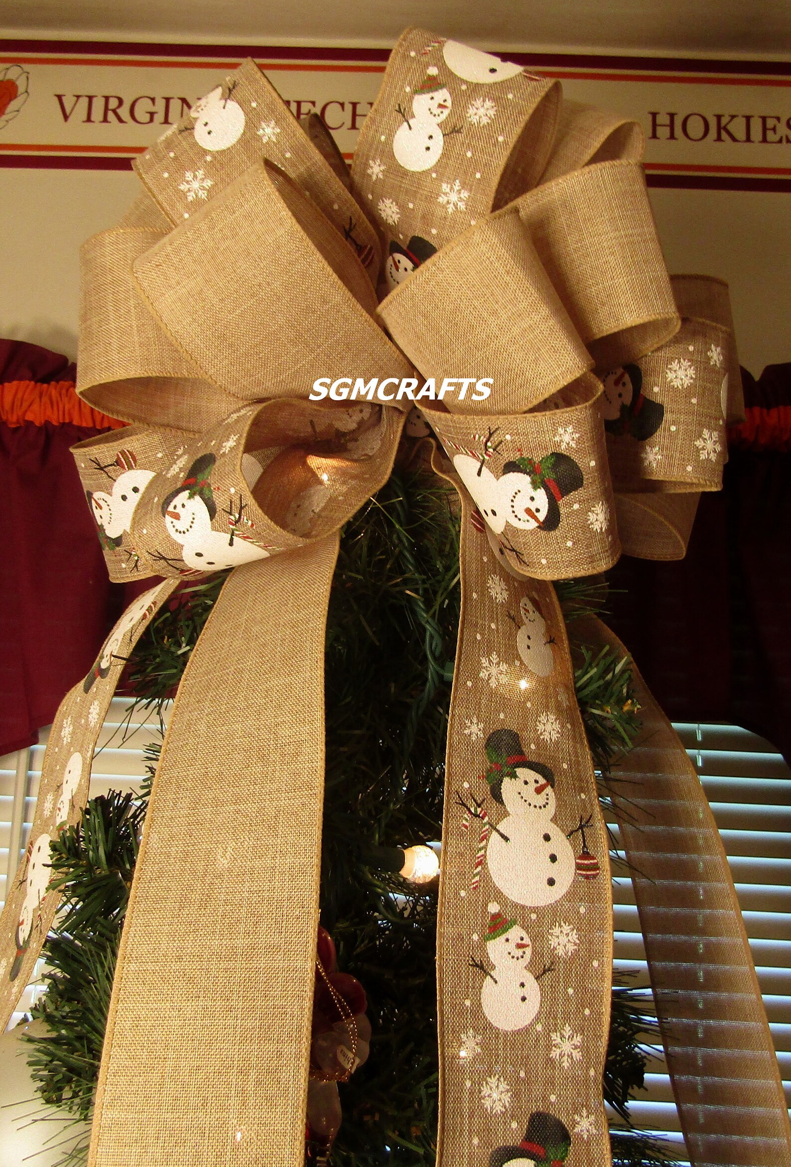 Rustic Snowman Christmas Tree Topper Bow Snowman Tree Topper | Etsy