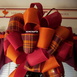 Virginia Tech Christmas Tree Topper Bow VT Hokies Bow VT Decor Orange ...