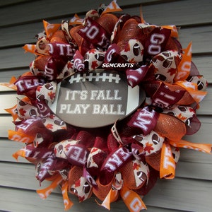 Fall Football Wreath Virginia Tech Hokies Deco Mesh Football - Etsy
