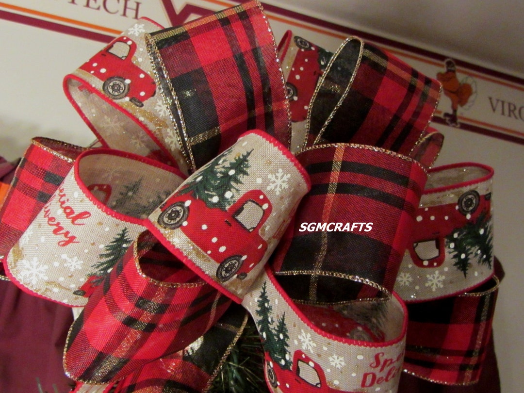 Christmas Truck Tree Topper Bow Plaid Tree Topper Bow Christmas Tree ...