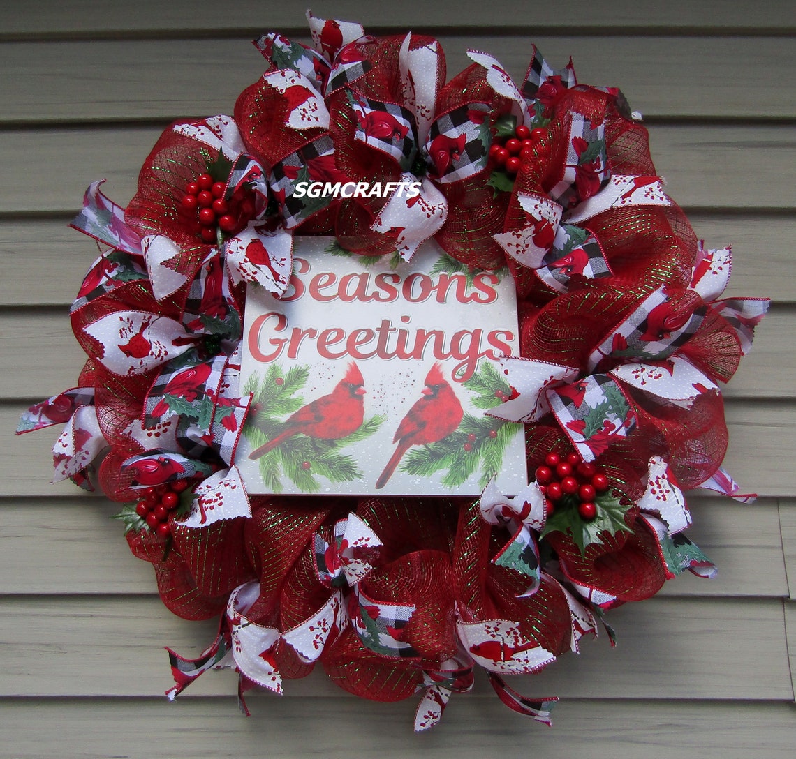 Cardinal Deco Mesh Wreath Cardinal Christmas Wreath Red Cardinal Wreath ...