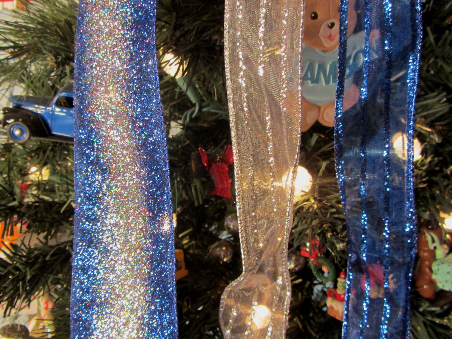 Blue and Silver Christmas Tree Topper Bow Royal Blue and Silver Tree ...