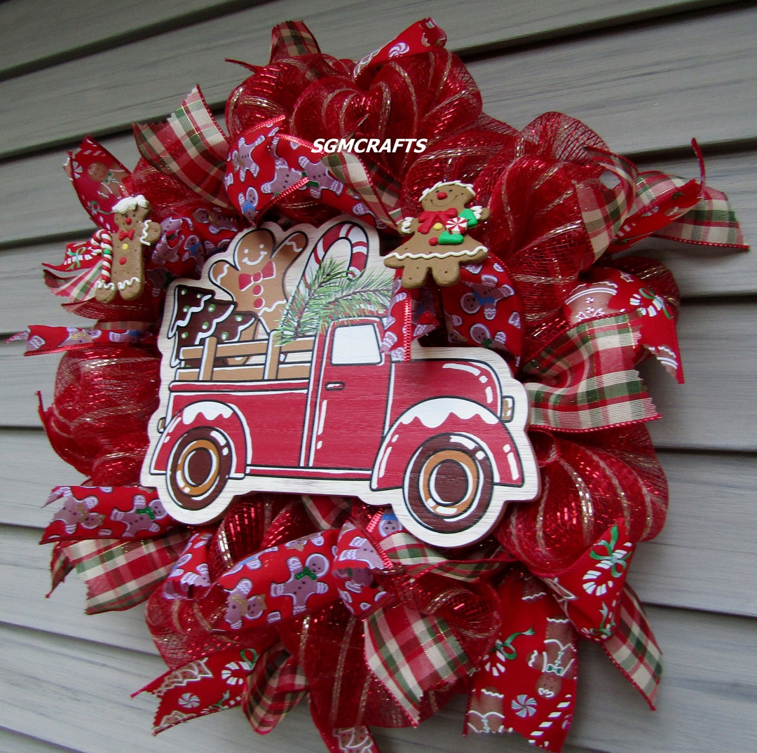 Gingerbread Man Christmas Deco Mesh Wreath Gingerbread Man Deco Mesh ...
