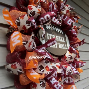Fall Football Wreath Virginia Tech Hokies Deco Mesh Football - Etsy