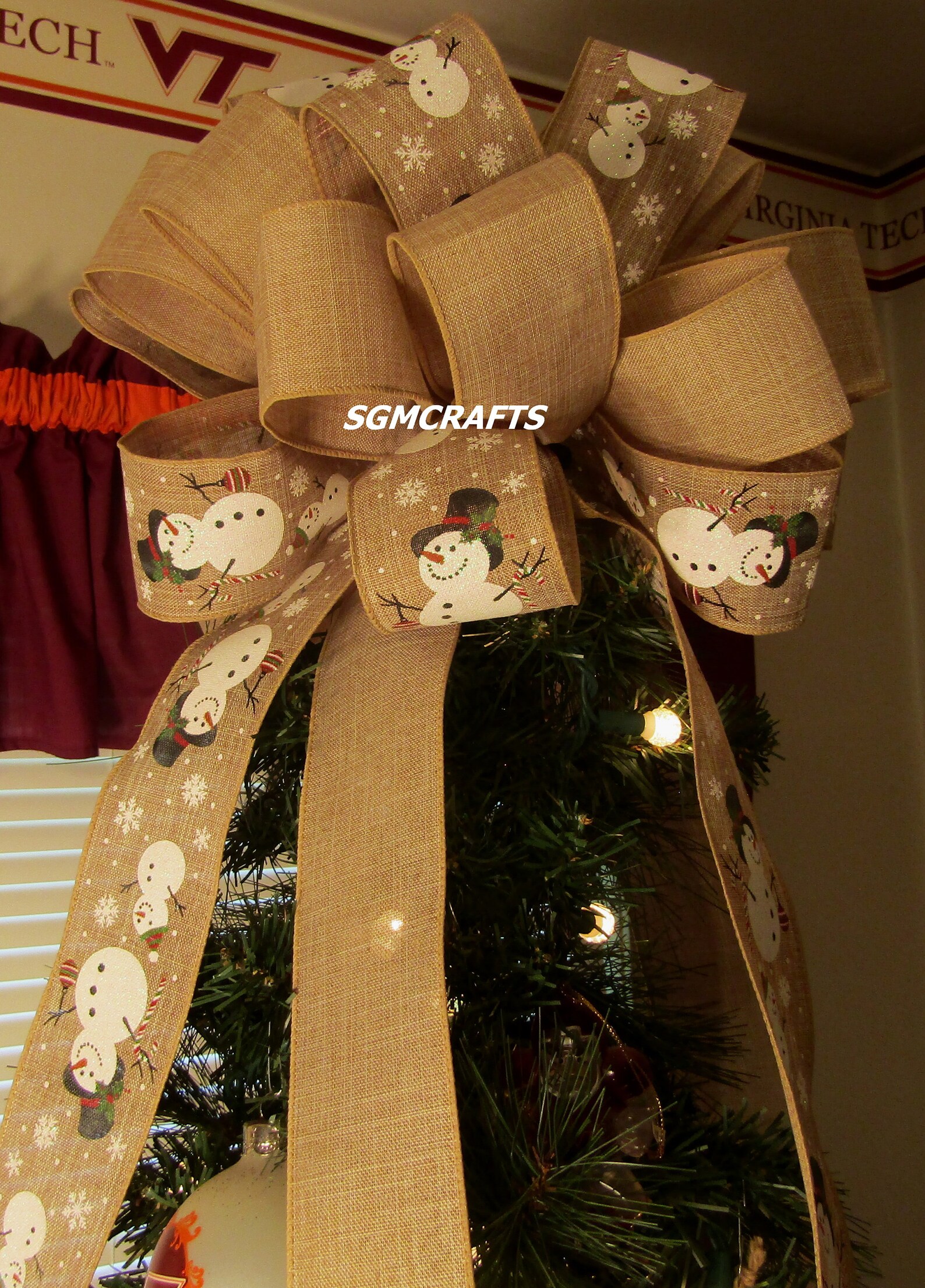 Rustic Snowman Christmas Tree Topper Bow Snowman Tree Topper | Etsy