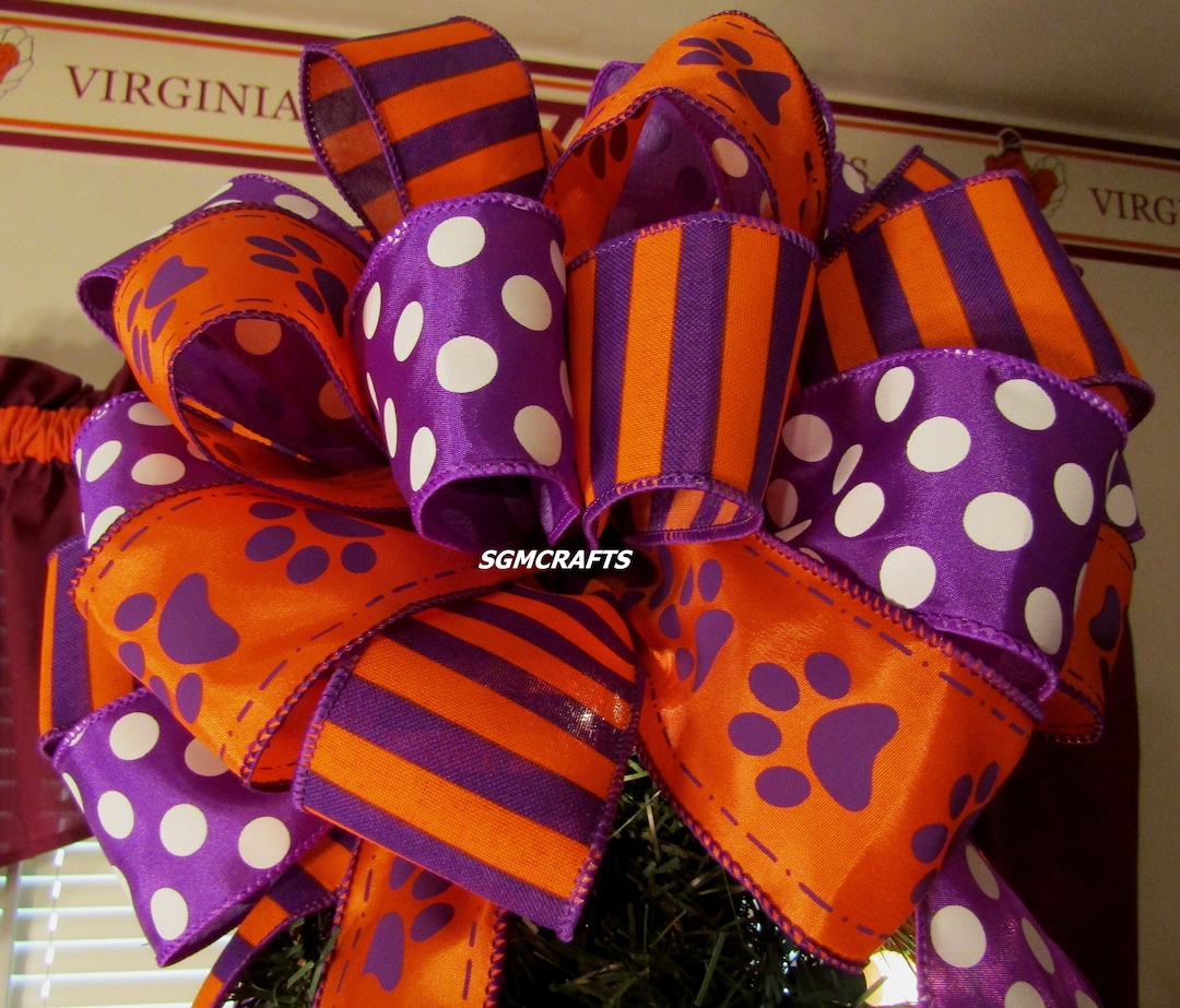 Clemson Tigers Christmas Tree Topper Bow Clemson Tigers Bow Clemson ...