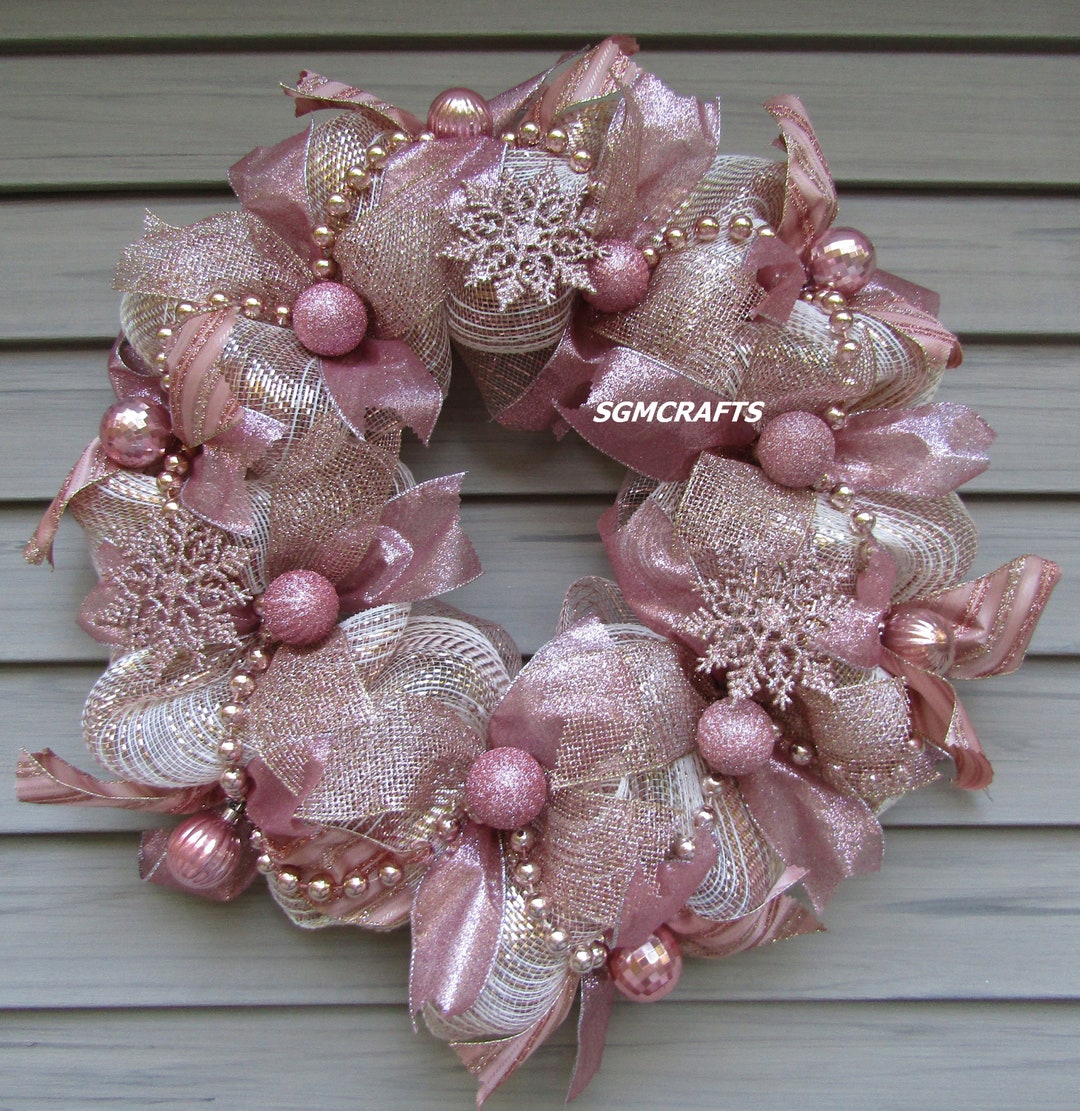 Victorian Christmas Wreath Blush Pink Champagne Christmas Wreath Pink ...