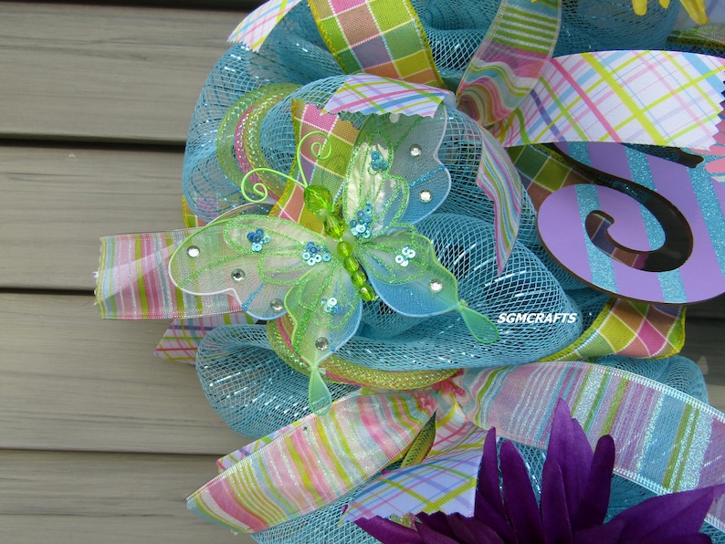 Spring Wreath Spring Deco Mesh Wreath Daisy Wreath Butterfly | Etsy