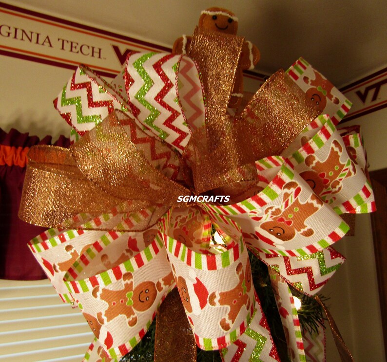Gingerbread Man Tree Topper Bow Gingerbread Man Christmas Tree Topper ...